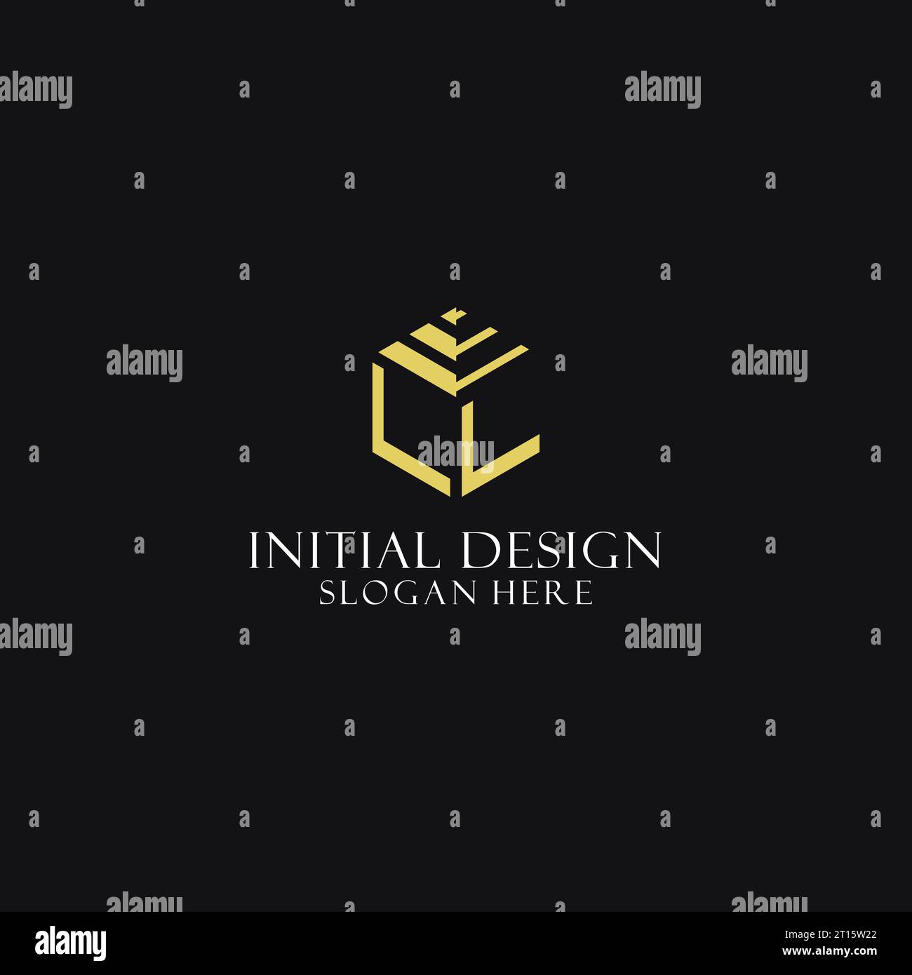 LL initial monogram with hexagon shape logo, creative geometric logo ...
