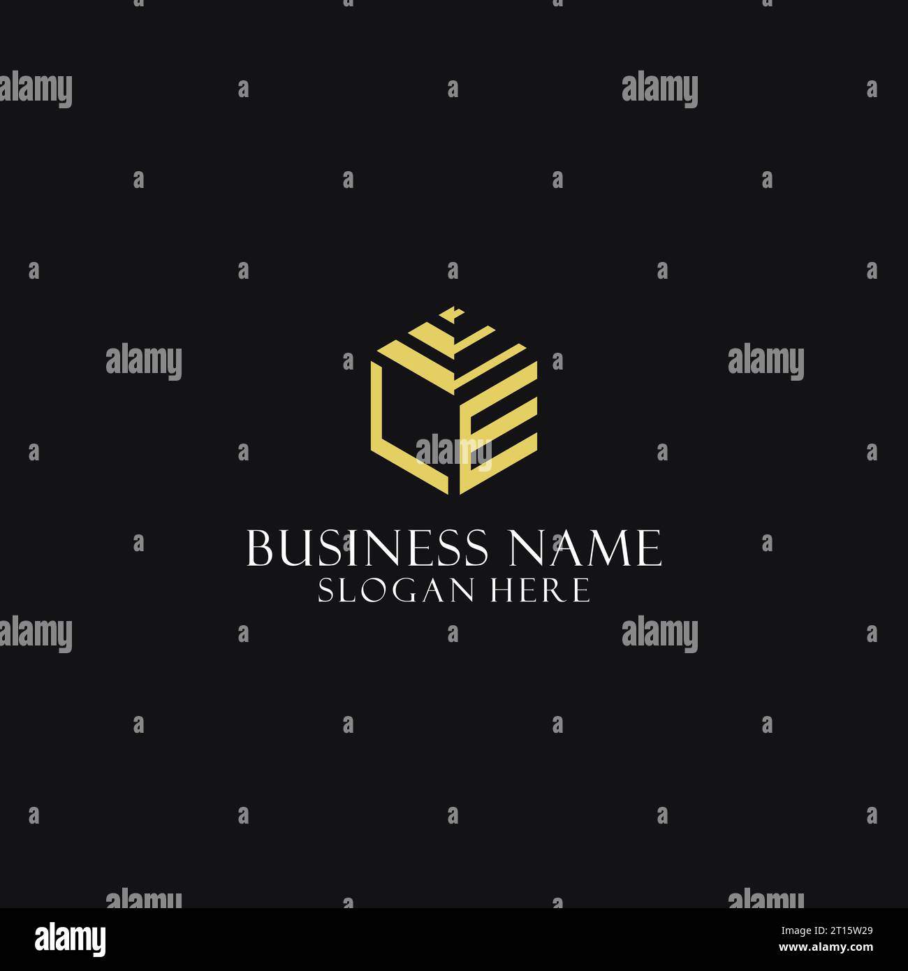 LE initial monogram with hexagon shape logo, creative geometric logo ...