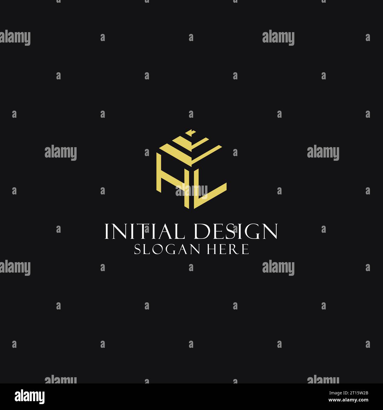 HL initial monogram with hexagon shape logo, creative geometric logo ...