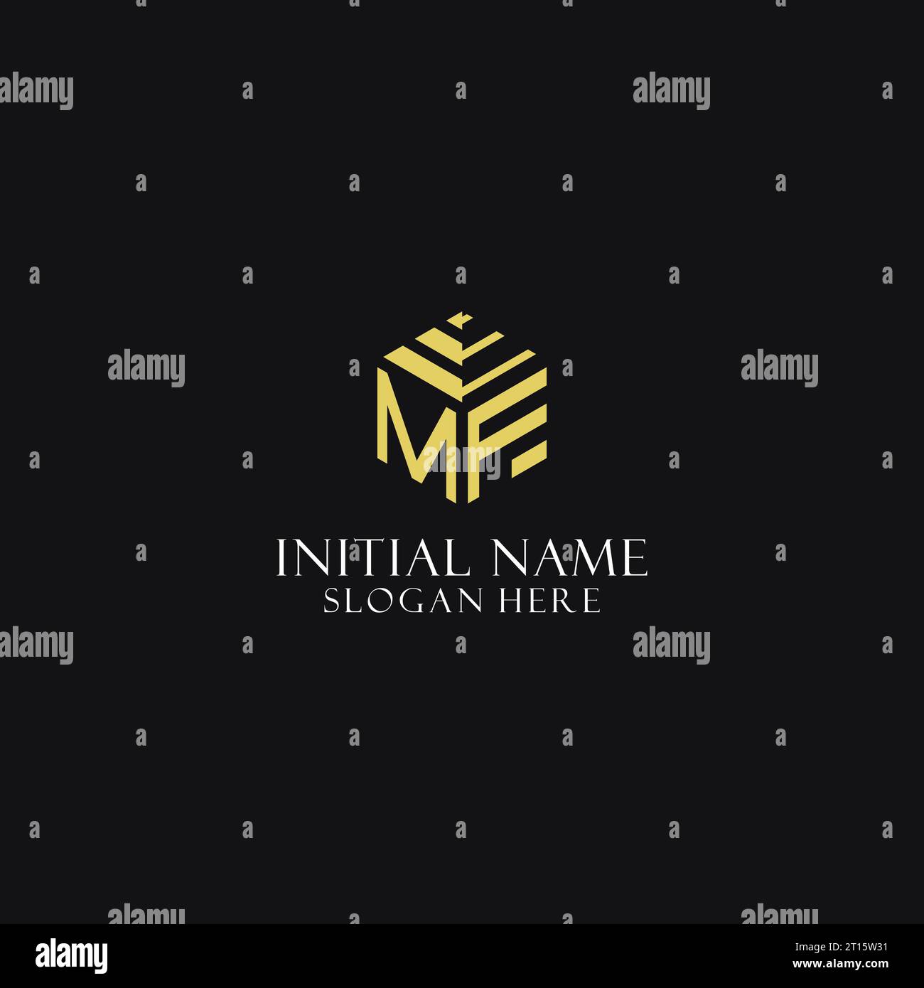 MF initial monogram with hexagon shape logo, creative geometric logo ...