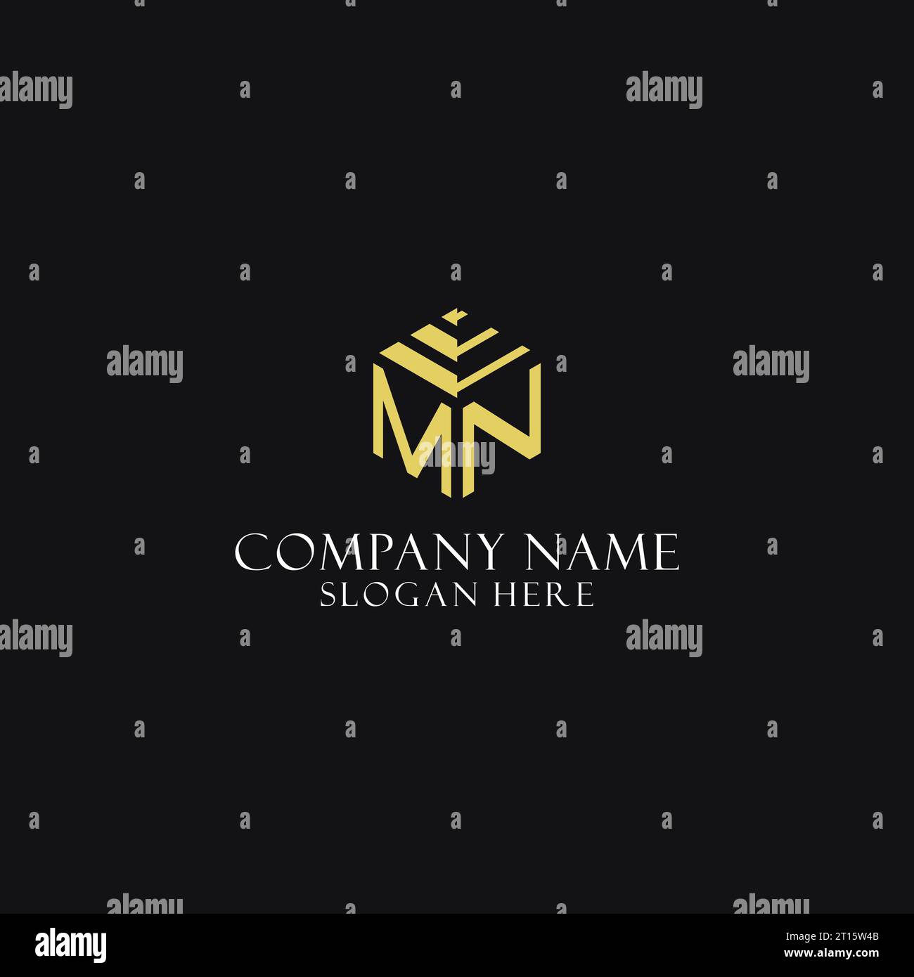 MN initial monogram with hexagon shape logo, creative geometric logo ...