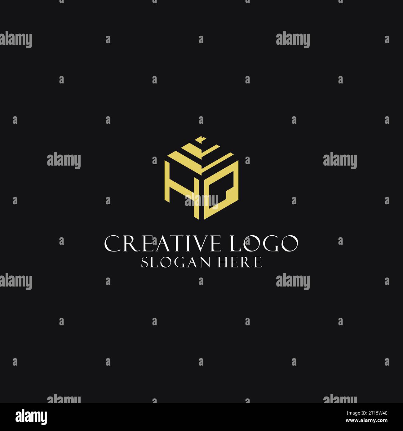 HQ initial monogram with hexagon shape logo, creative geometric logo ...