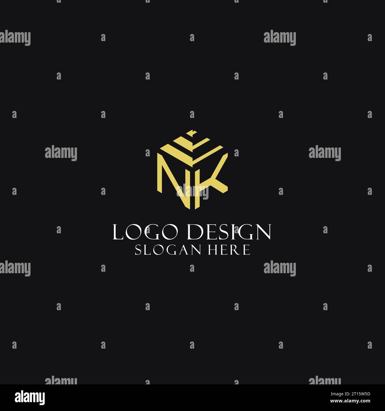 NK initial monogram with hexagon shape logo, creative geometric logo ...