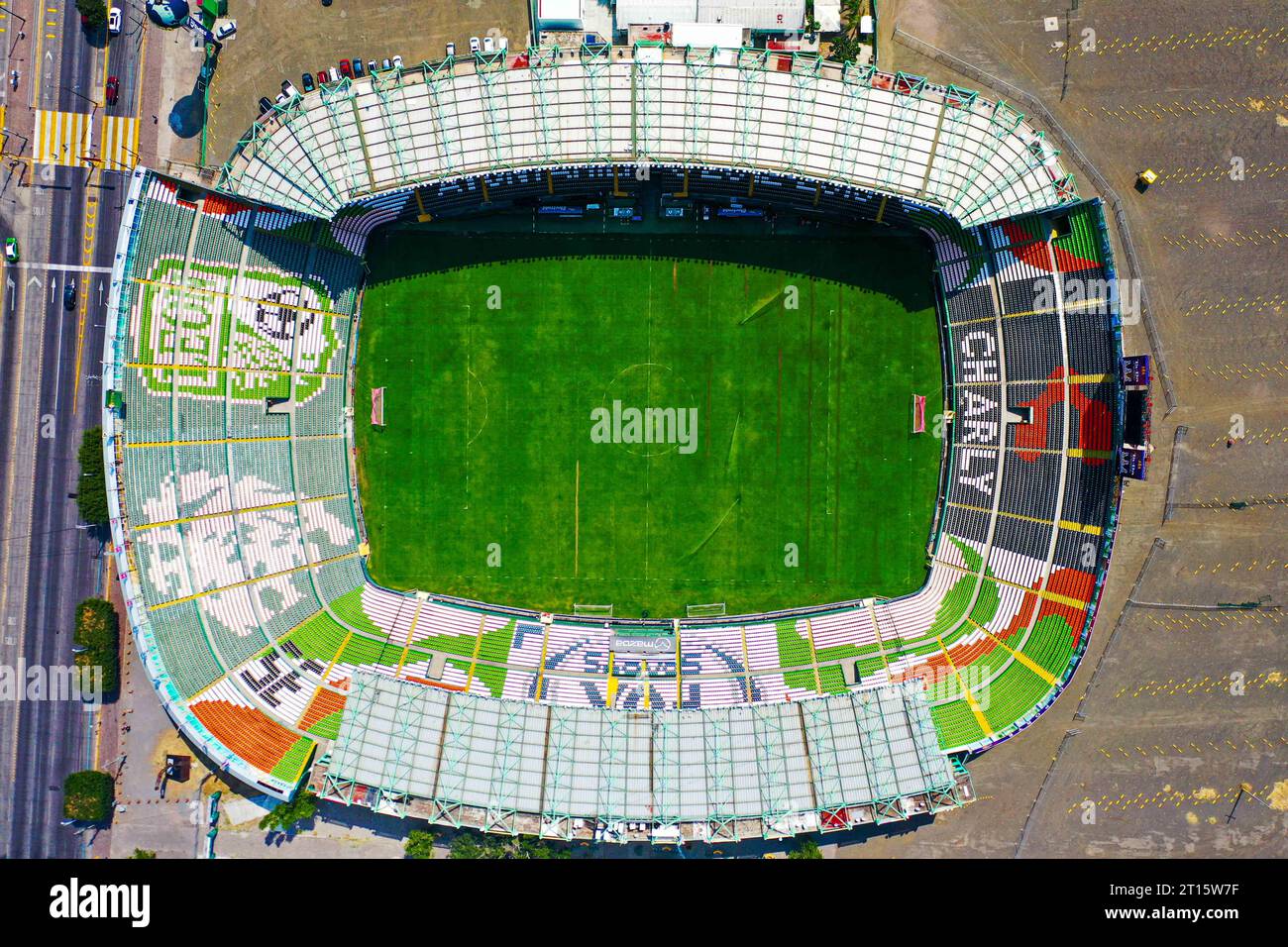 León stadium, Club León soccer stadium, aerial view of the city of León ...