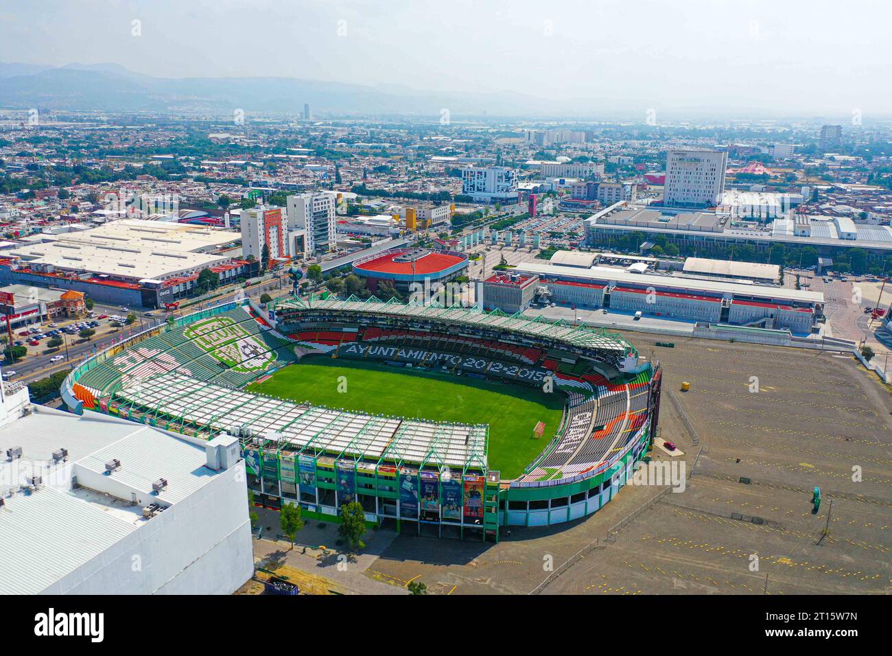 León stadium, Club León soccer stadium, aerial view of the city of León ...