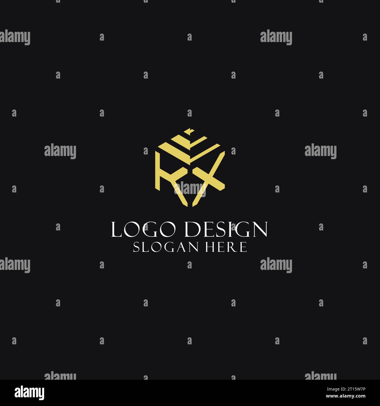KX initial monogram with hexagon shape logo, creative geometric logo ...