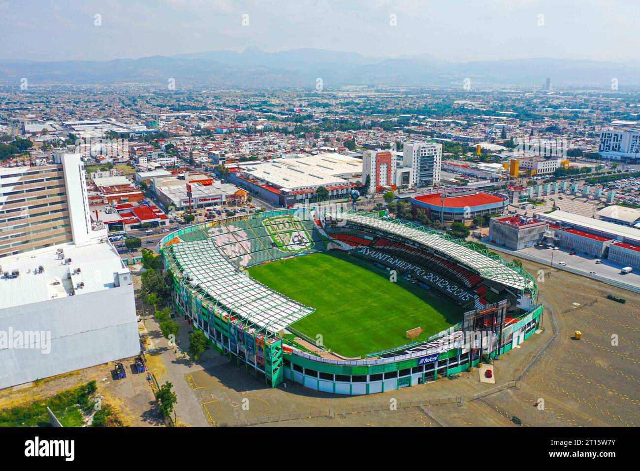 León stadium, Club León soccer stadium, aerial view of the city of León ...