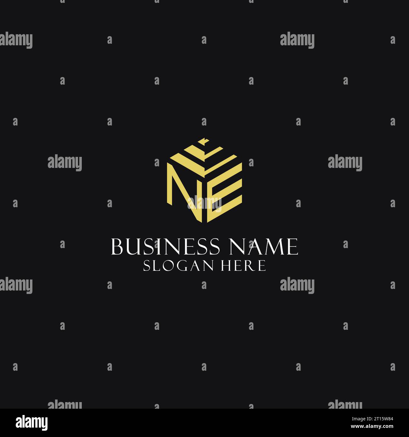 NE initial monogram with hexagon shape logo, creative geometric logo ...
