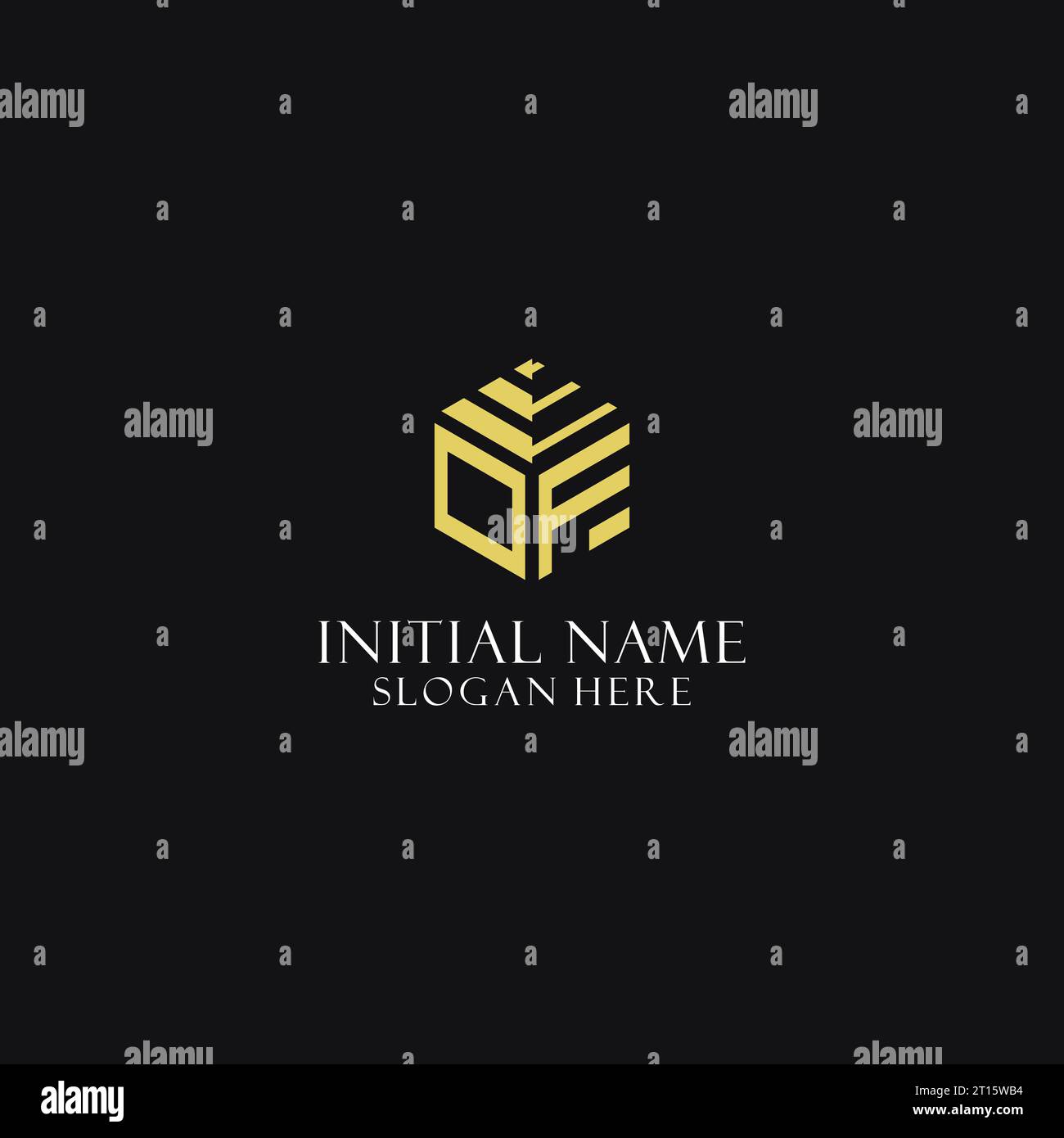 OF initial monogram with hexagon shape logo, creative geometric logo ...