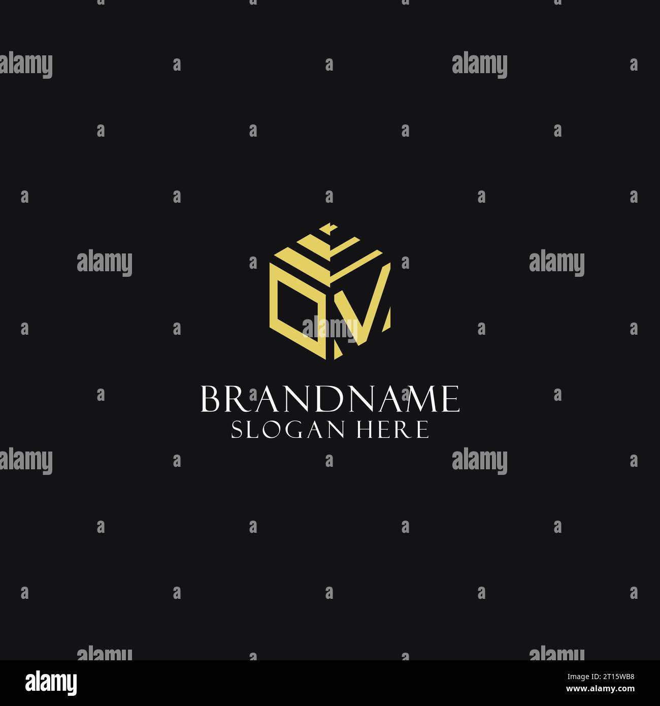 Ov Initial Monogram With Hexagon Shape Logo Creative Geometric Logo Design Inspiration Stock