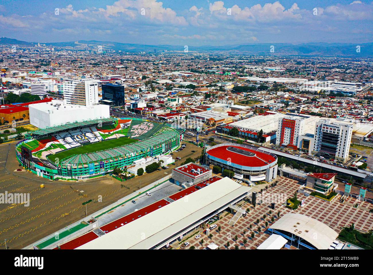 León stadium, Club León soccer stadium, aerial view of the city of León ...