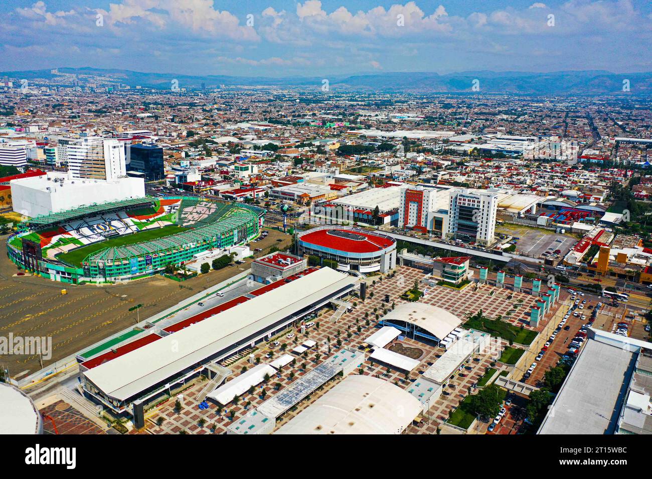 León stadium, Club León soccer stadium, aerial view of the city of León ...