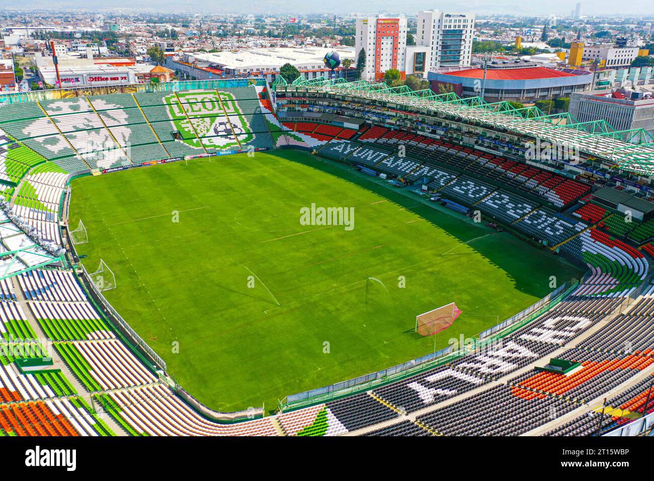 León stadium, Club León soccer stadium, aerial view of the city of León ...