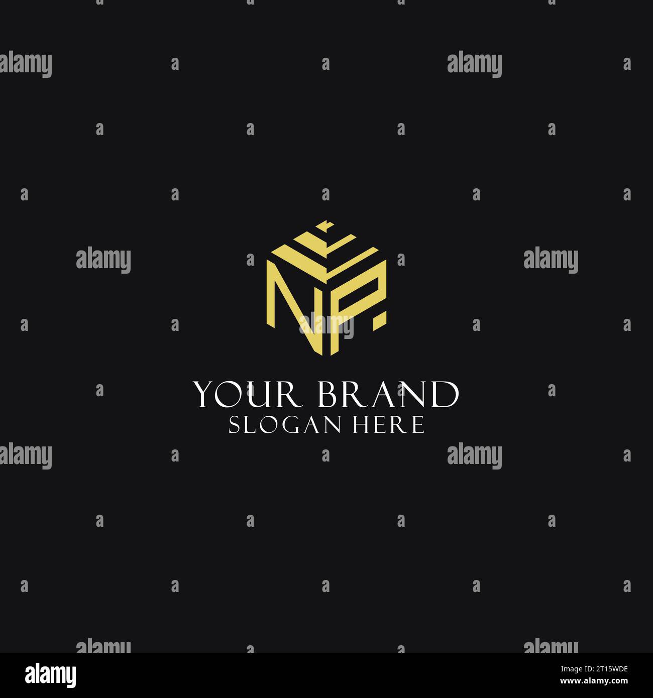 NP initial monogram with hexagon shape logo, creative geometric logo ...