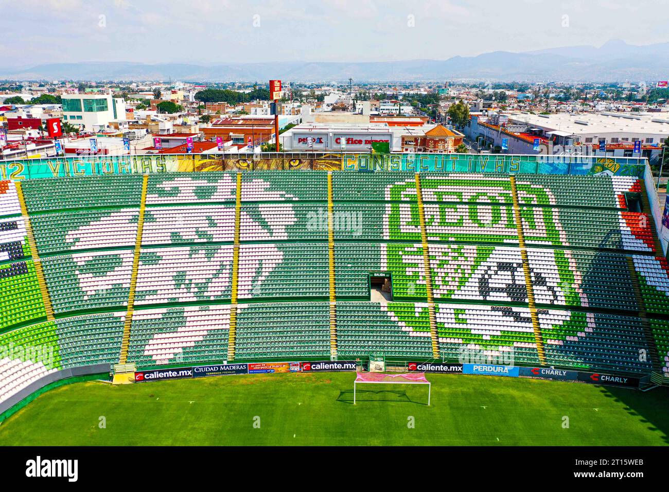 León stadium, Club León soccer stadium, aerial view of the city of León ...