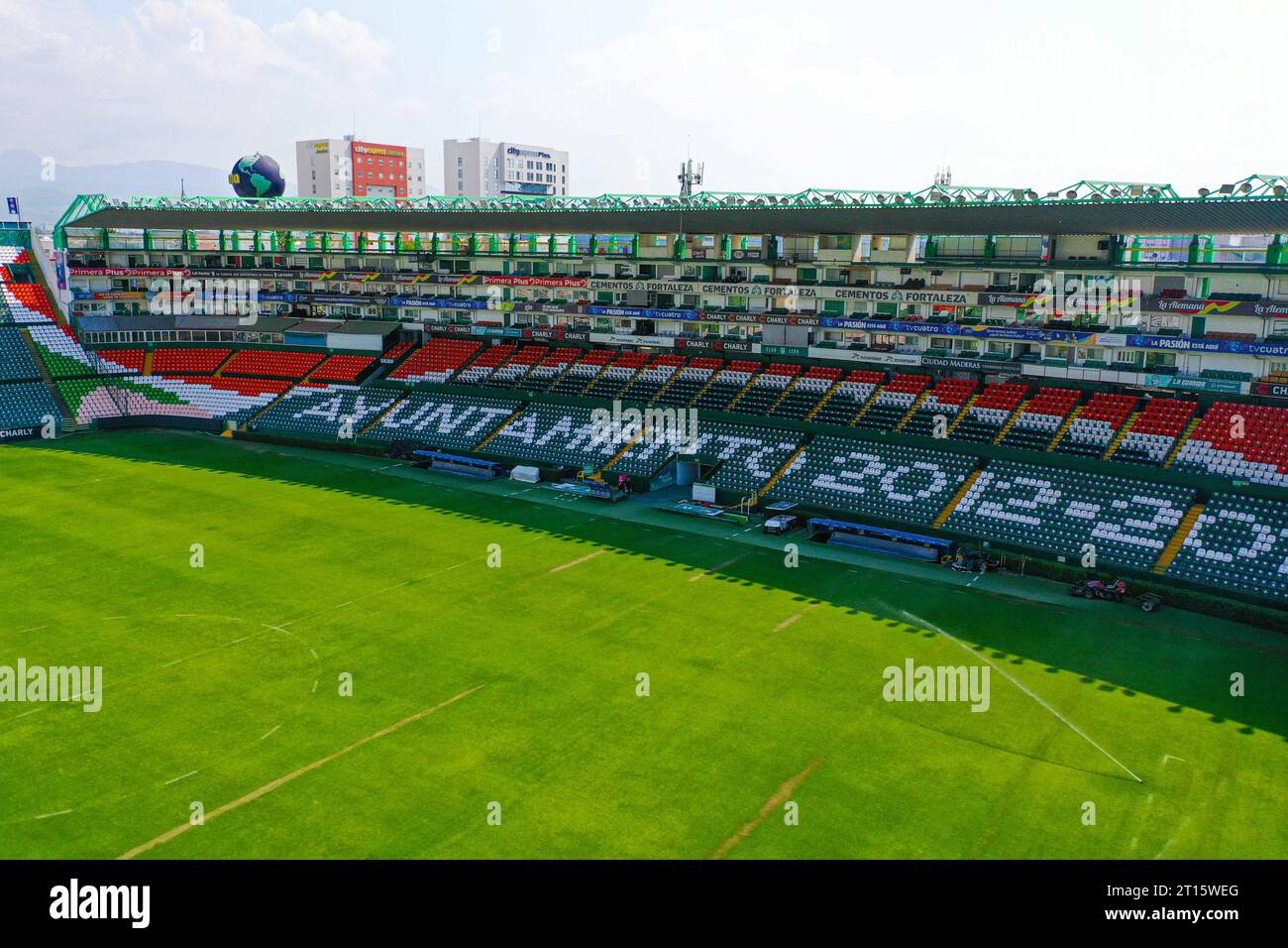 León stadium, Club León soccer stadium, aerial view of the city of León ...