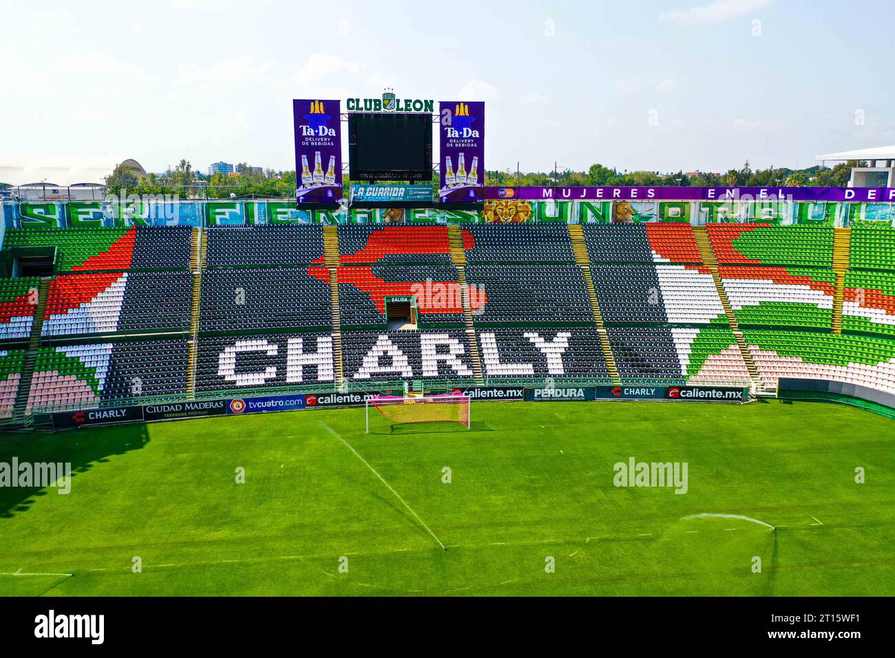 León stadium, Club León soccer stadium, aerial view of the city of León ...