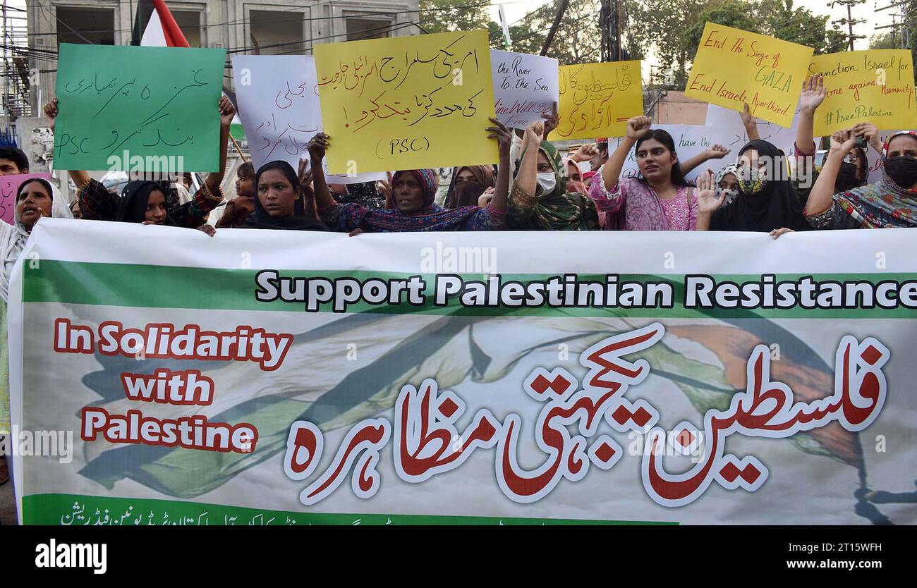 HYDERABAD, PAKISTAN, October 11, 2023. Activists of Huqooq-e-Khalq ...