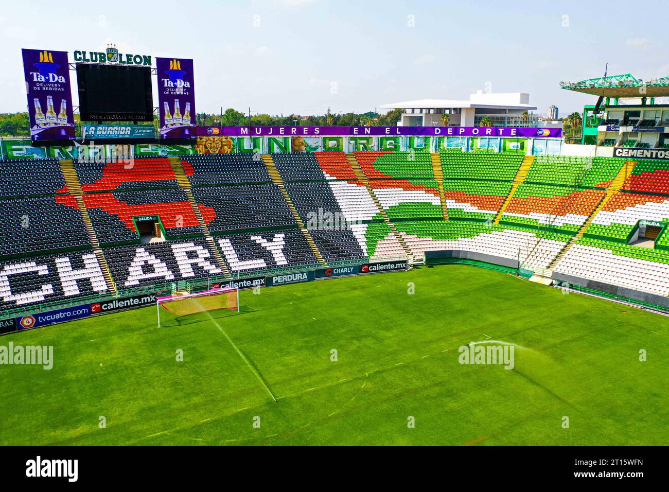 León stadium, Club León soccer stadium, aerial view of the city of León ...