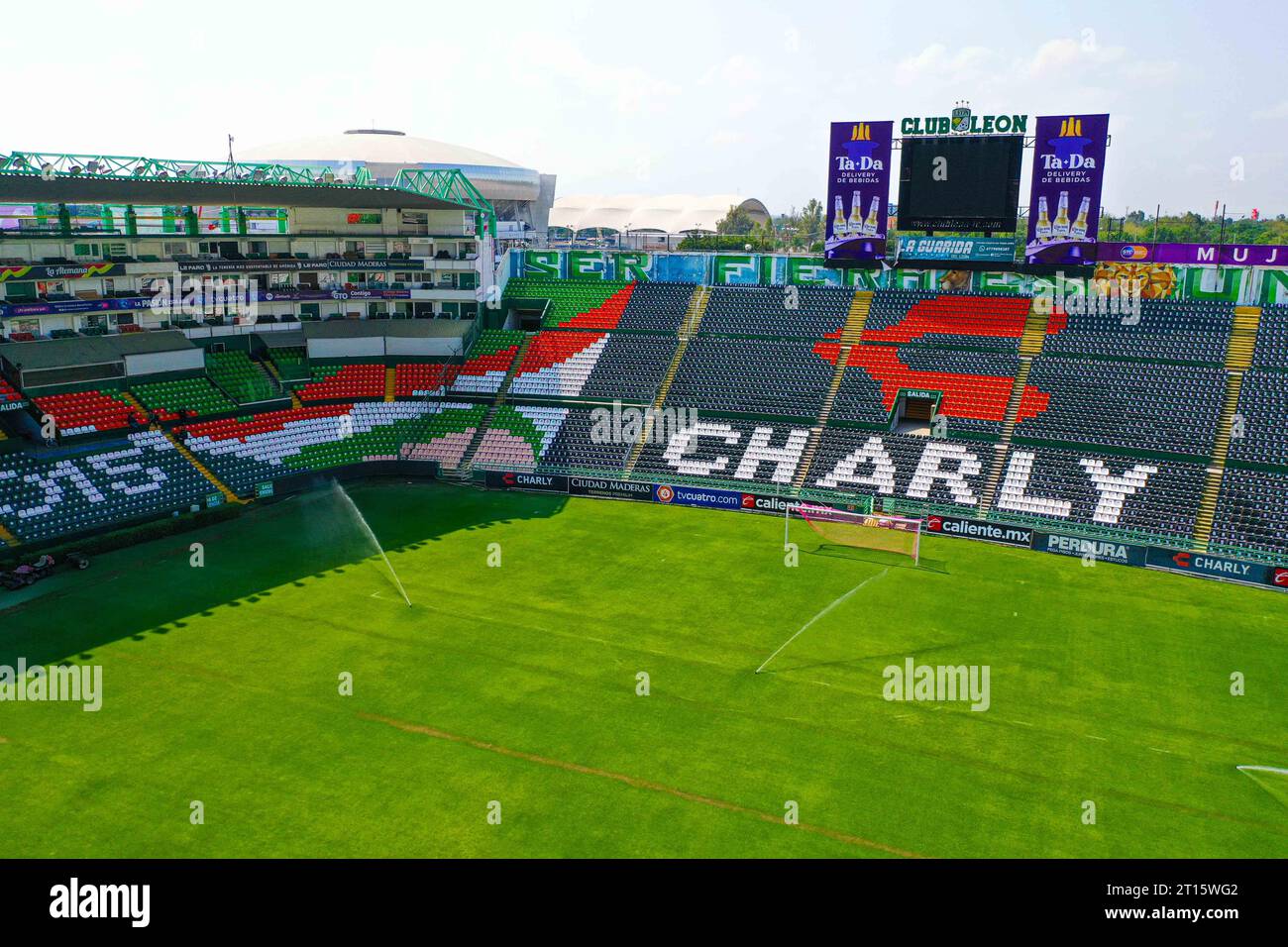 León stadium, Club León soccer stadium, aerial view of the city of León ...