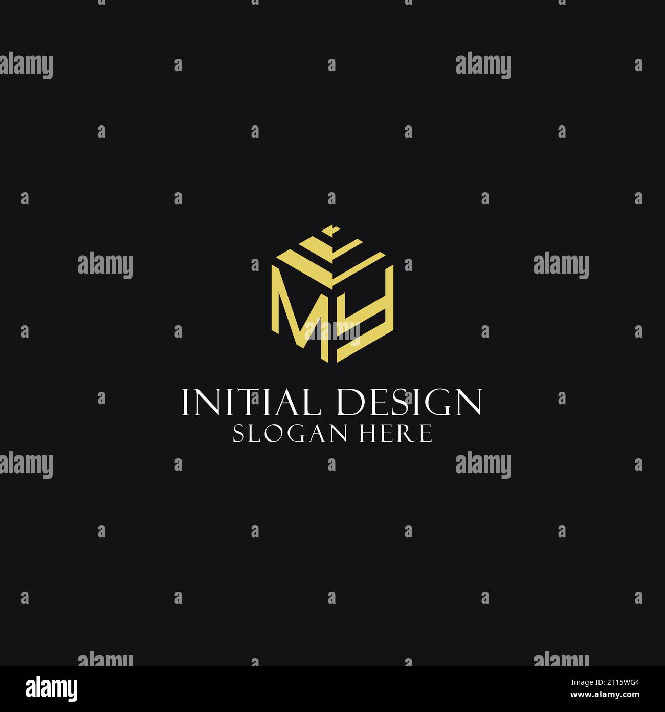 MY initial monogram with hexagon shape logo, creative geometric logo ...