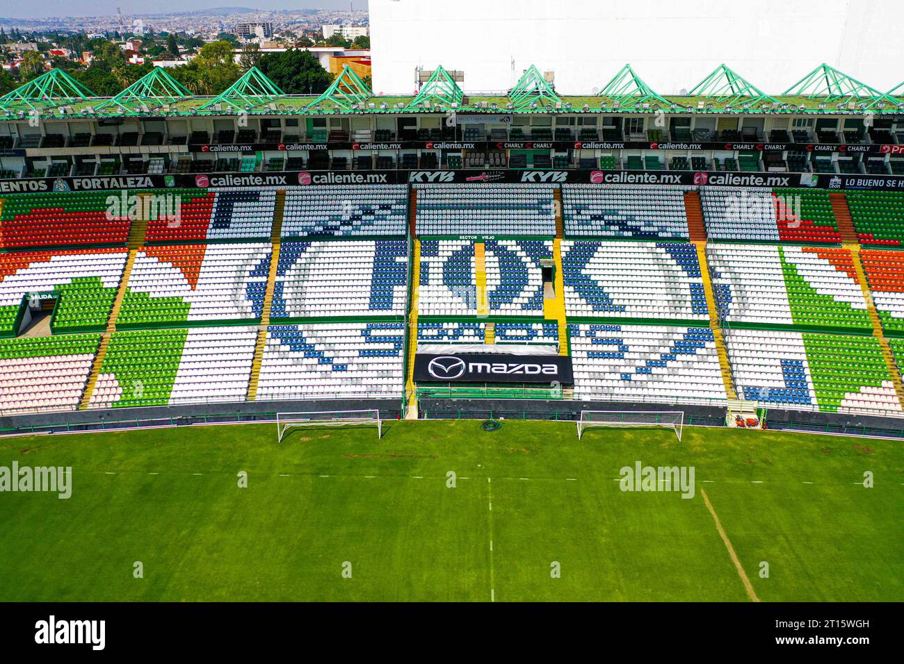 León stadium, Club León soccer stadium, aerial view of the city of León ...