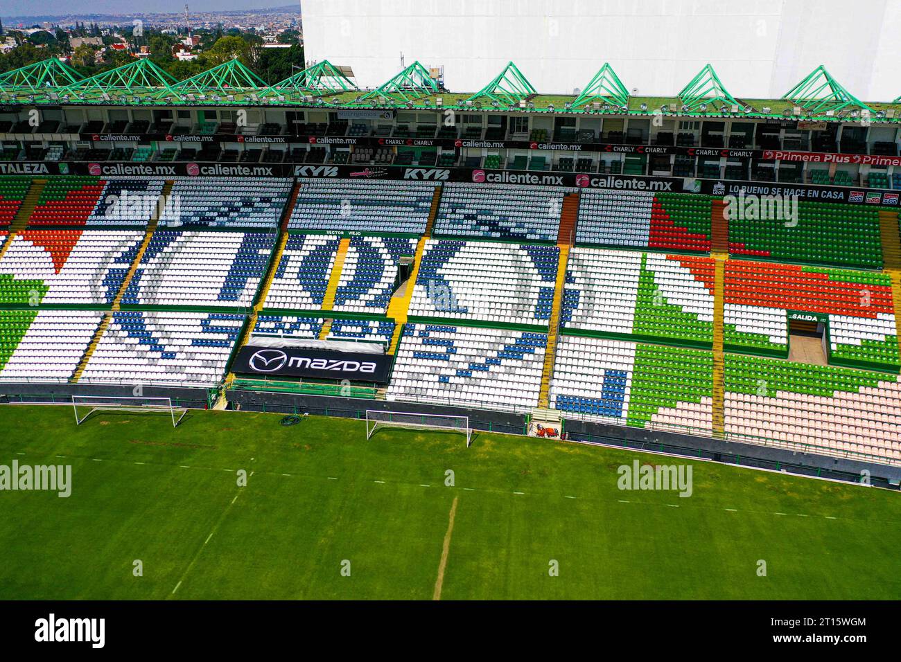 León stadium, Club León soccer stadium, aerial view of the city of León ...