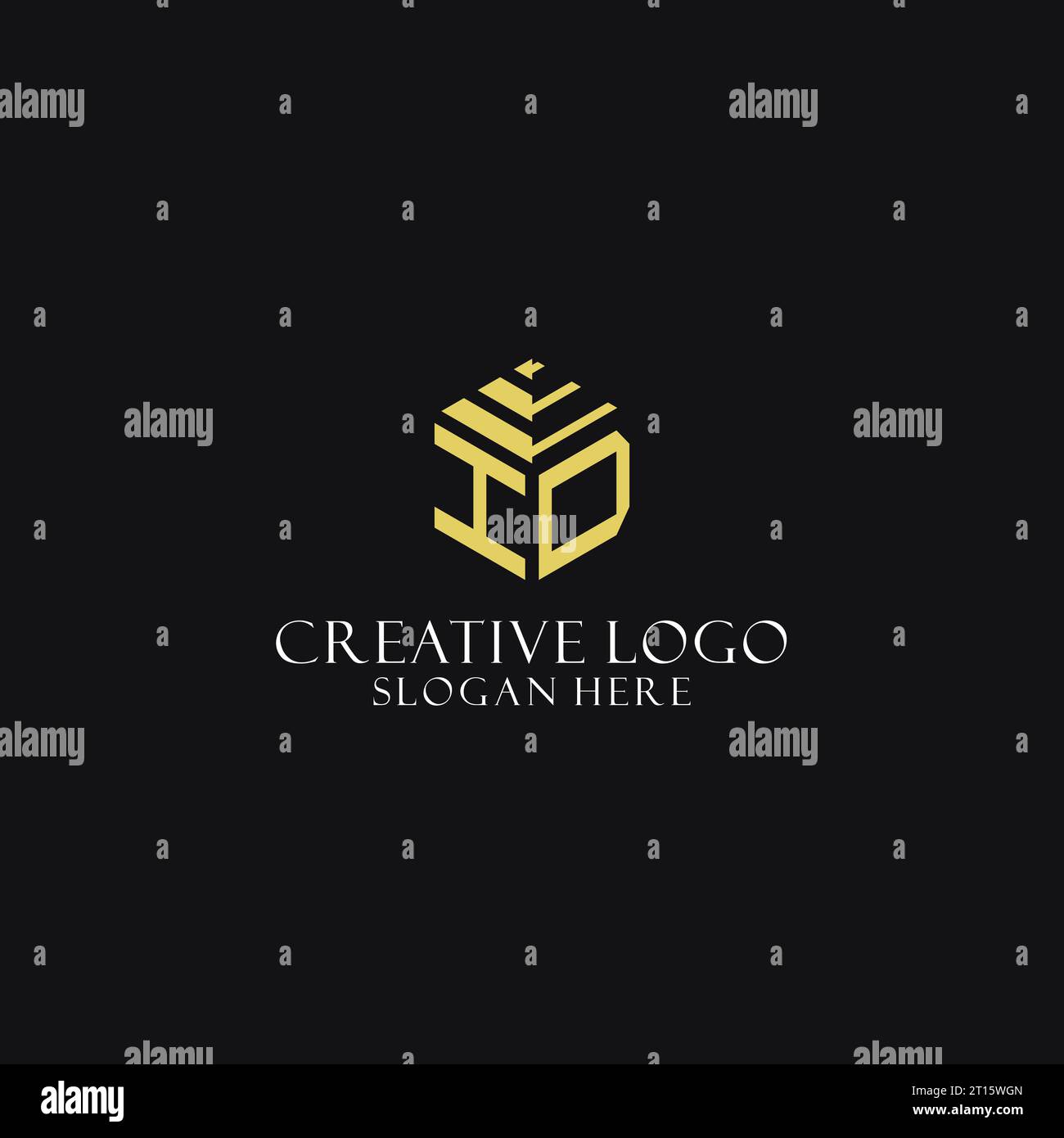 ID initial monogram with hexagon shape logo, creative geometric logo ...