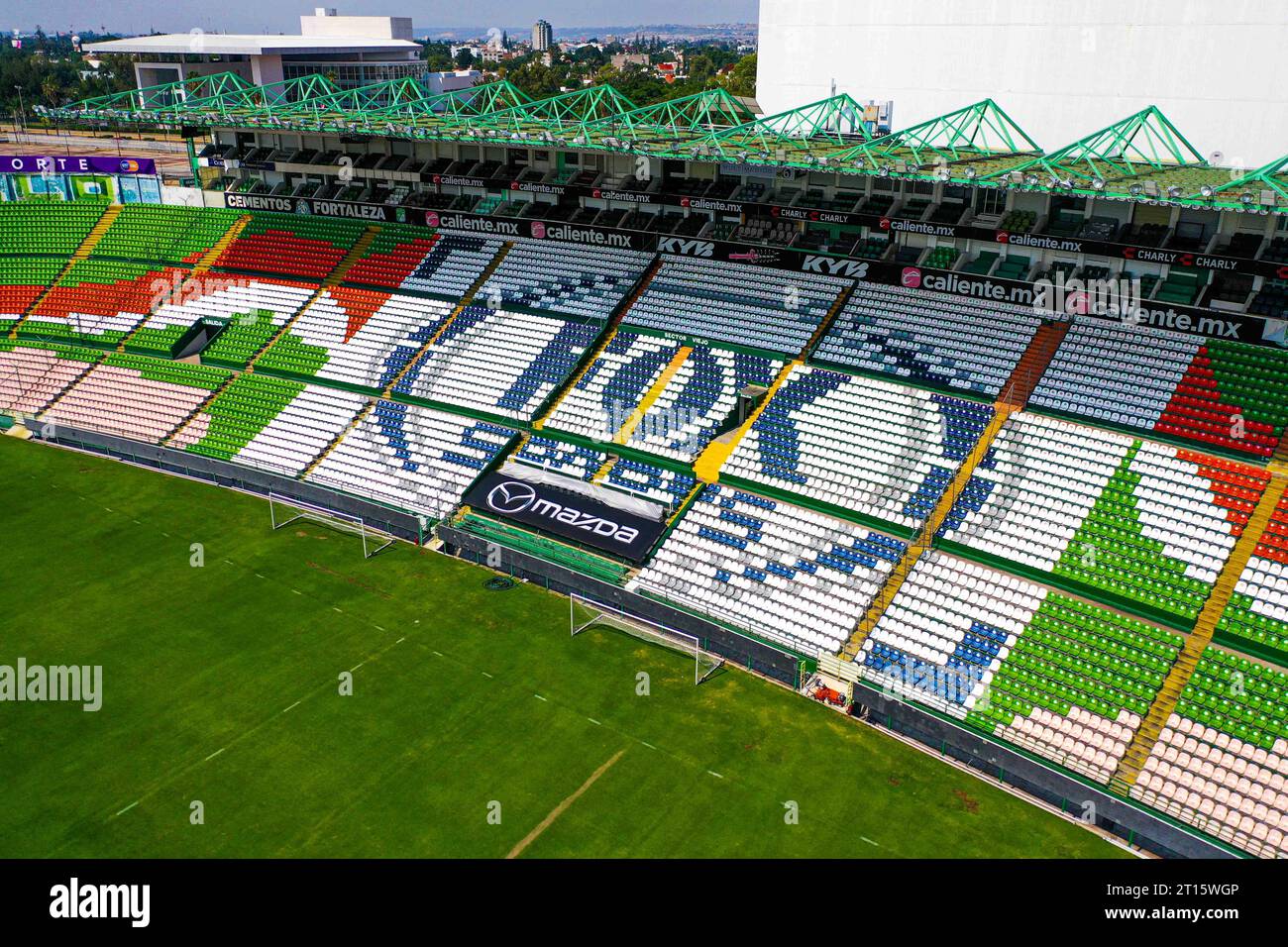 León stadium, Club León soccer stadium, aerial view of the city of León ...