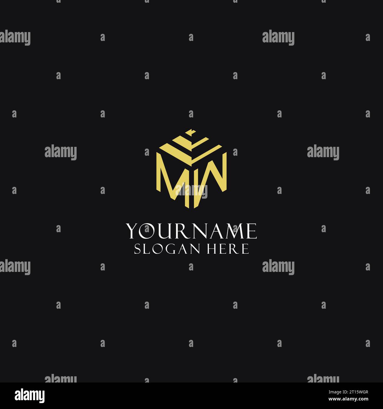 MW initial monogram with hexagon shape logo, creative geometric logo design inspiration Stock ...