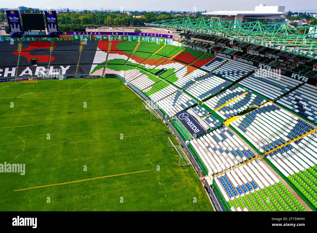 León stadium, Club León soccer stadium, aerial view of the city of León ...