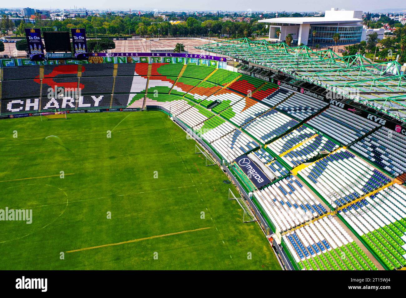 León stadium, Club León soccer stadium, aerial view of the city of León ...