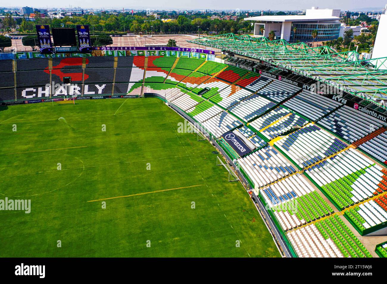 León stadium, Club León soccer stadium, aerial view of the city of León ...