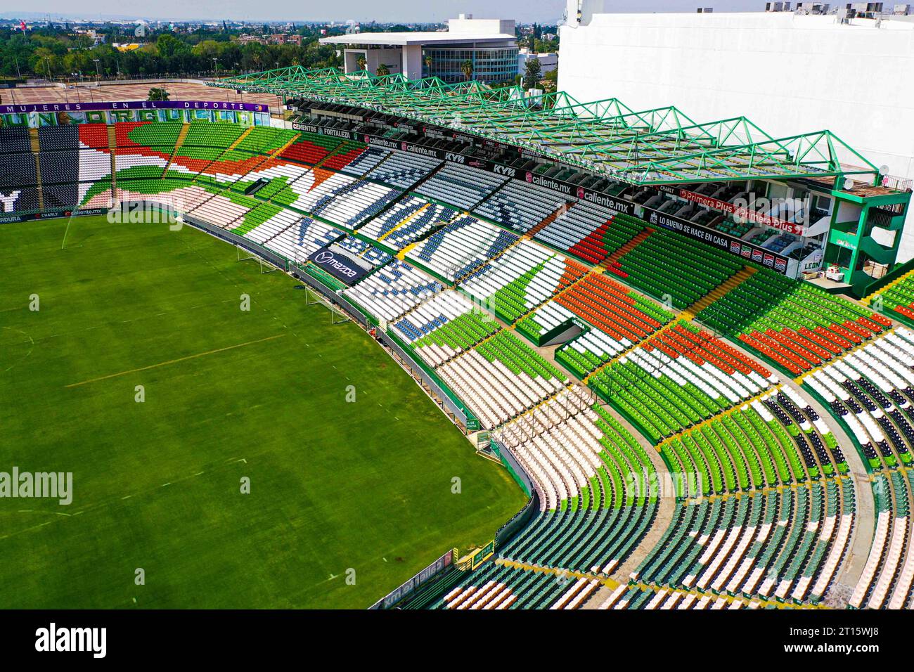 León stadium, Club León soccer stadium, aerial view of the city of León ...