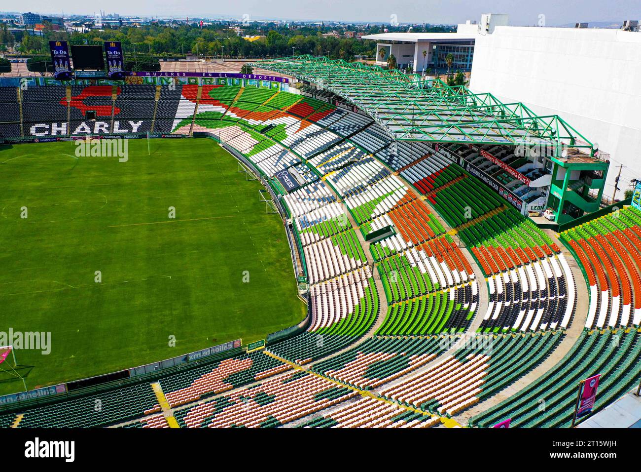 León stadium, Club León soccer stadium, aerial view of the city of León ...