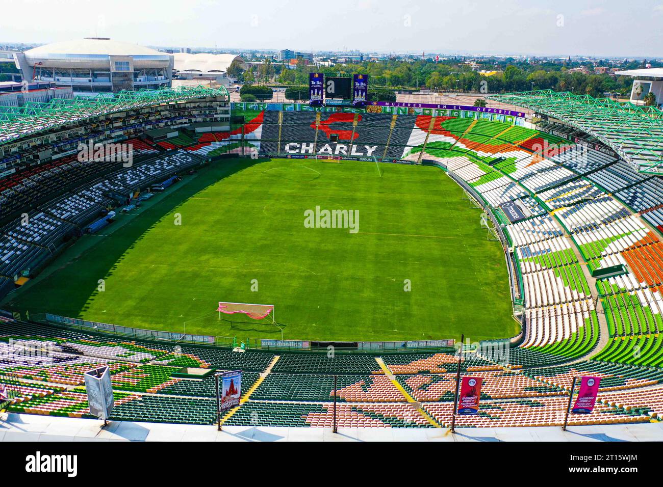 León stadium, Club León soccer stadium, aerial view of the city of León ...
