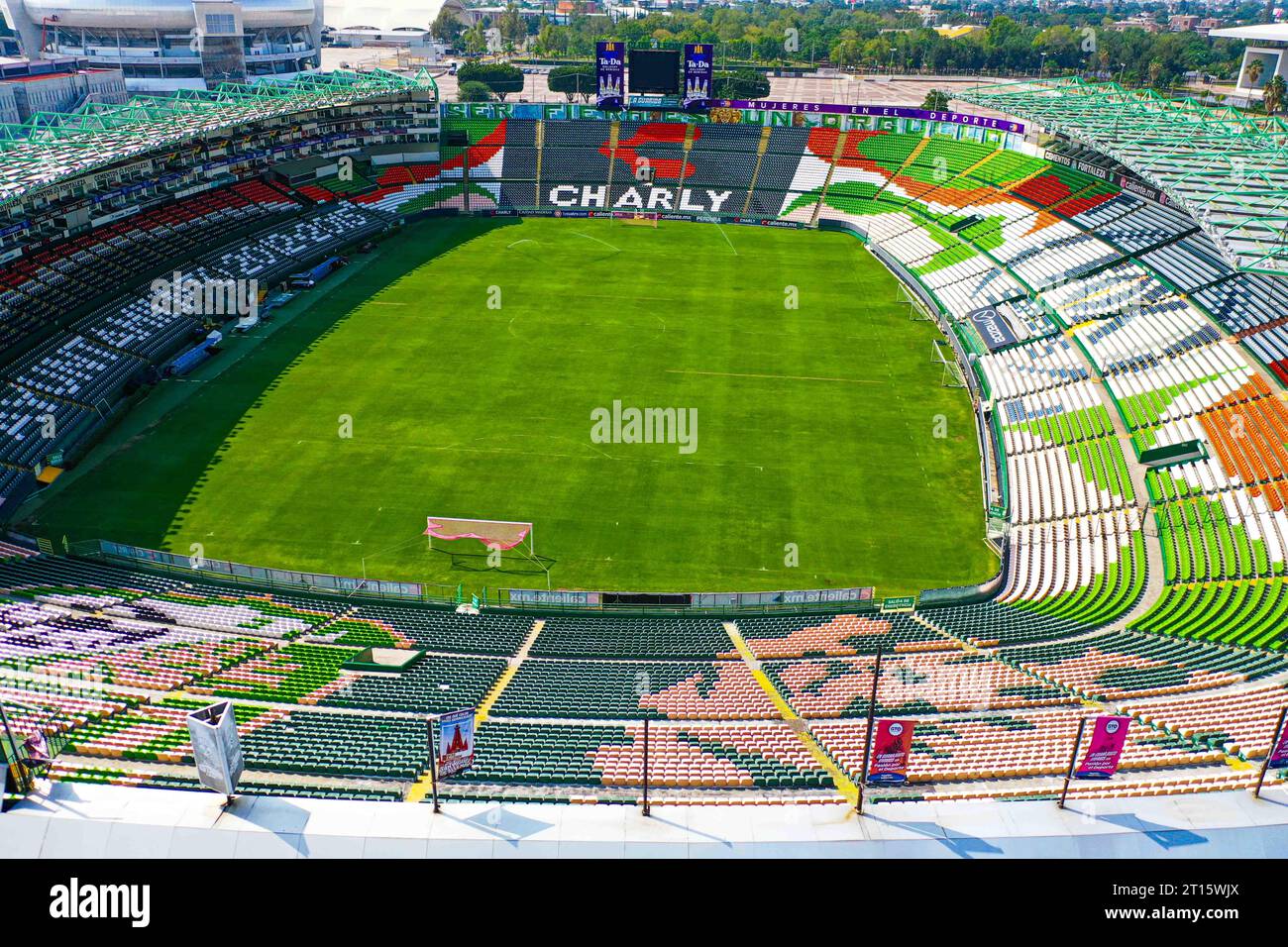 León stadium, Club León soccer stadium, aerial view of the city of León ...