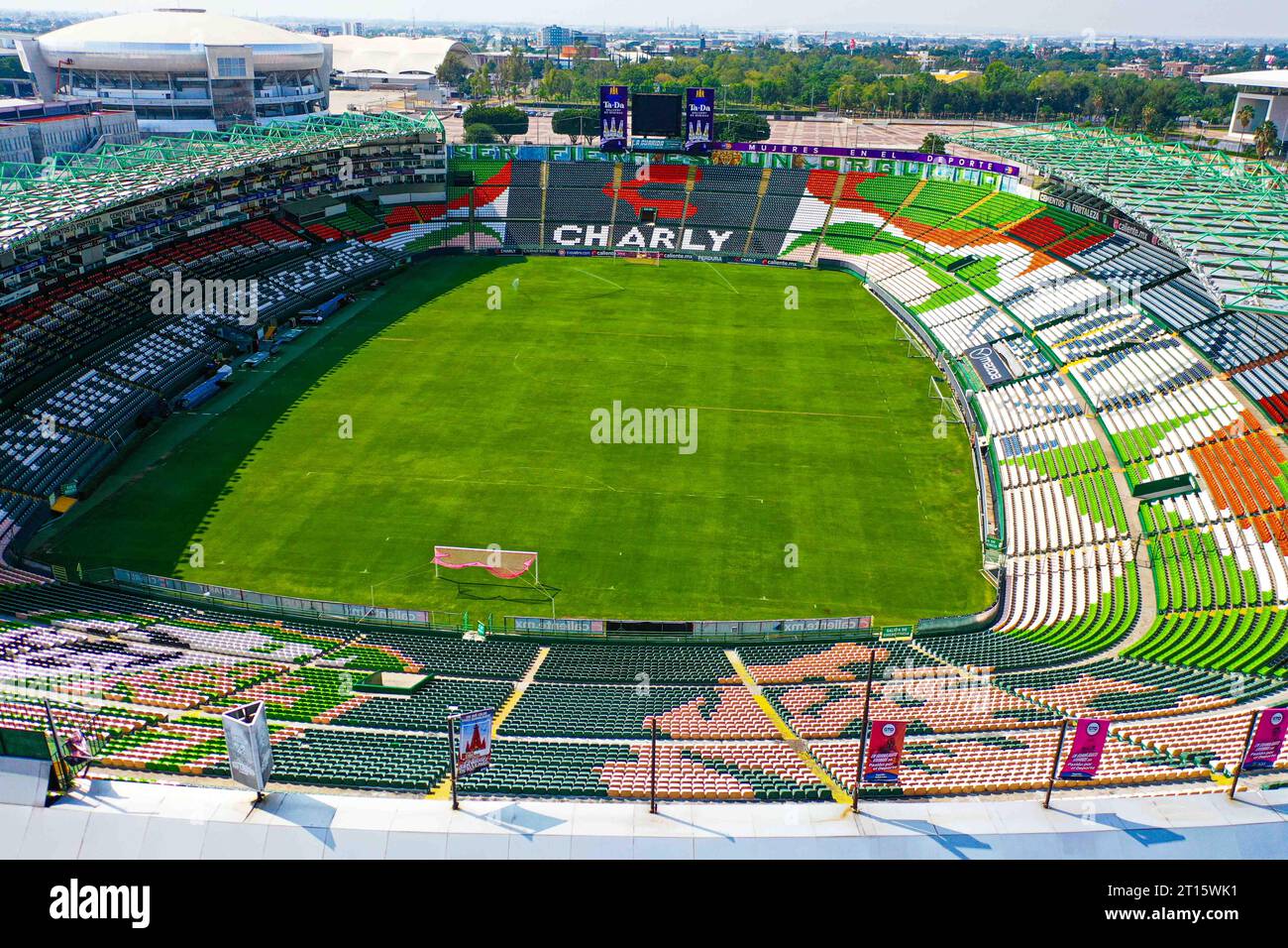 León stadium, Club León soccer stadium, aerial view of the city of León ...