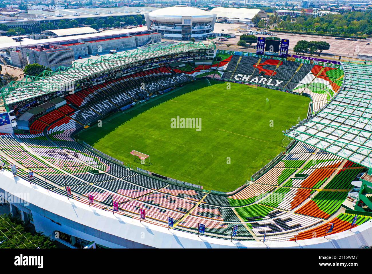 León stadium, Club León soccer stadium, aerial view of the city of León ...
