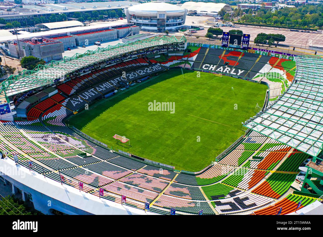 León stadium, Club León soccer stadium, aerial view of the city of León ...