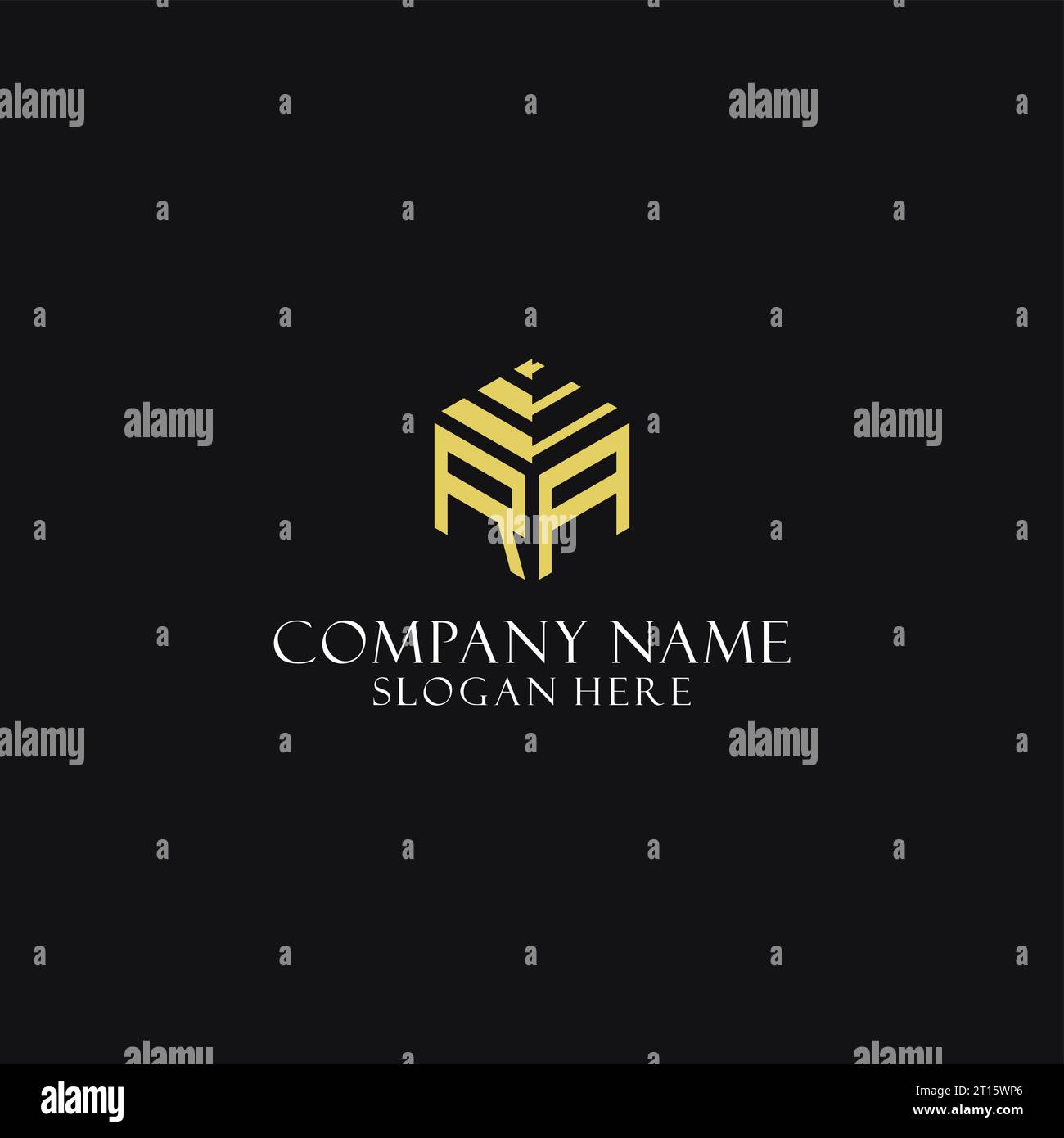RA initial monogram with hexagon shape logo, creative geometric logo ...