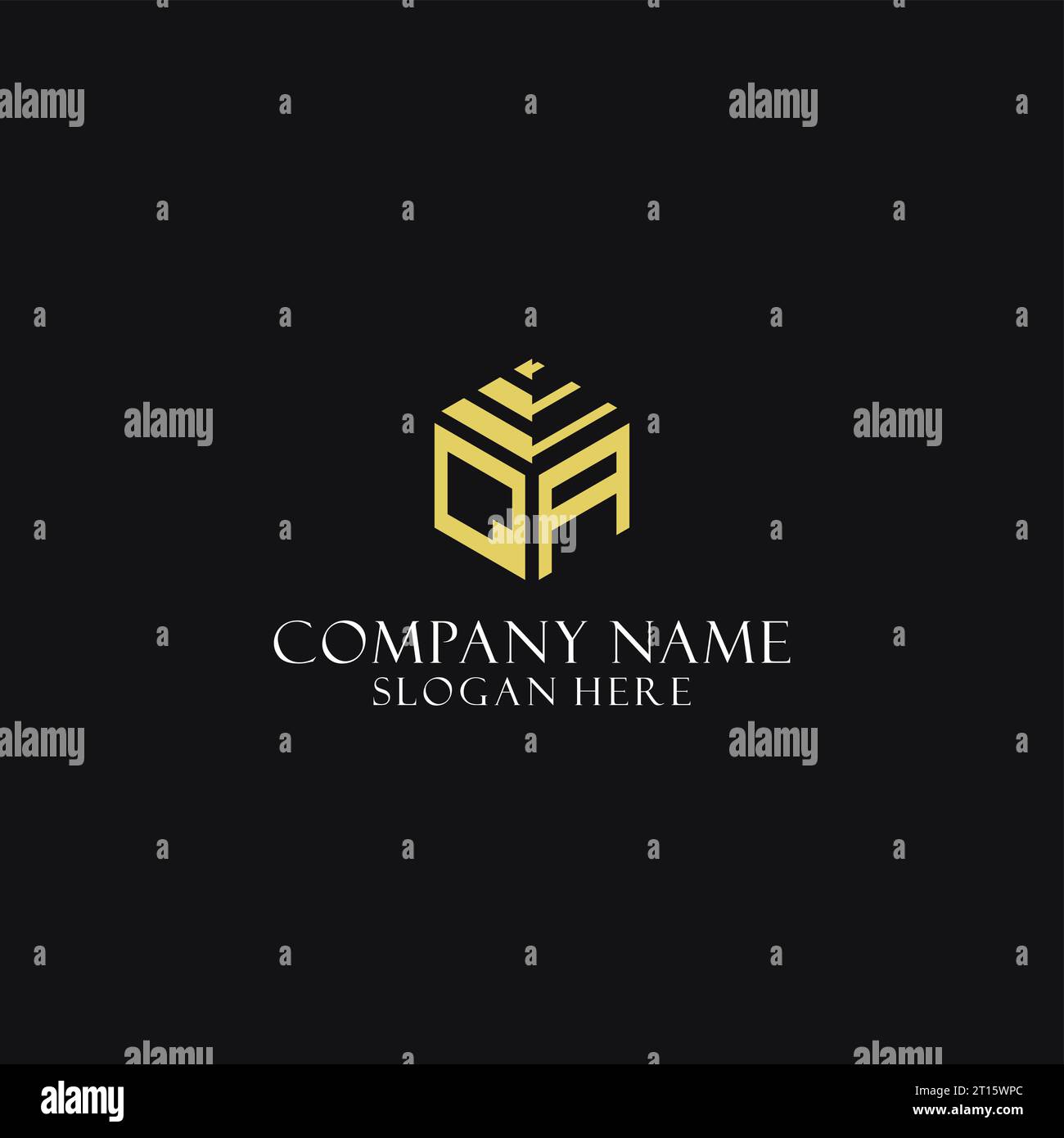 QA initial monogram with hexagon shape logo, creative geometric logo design inspiration Stock ...
