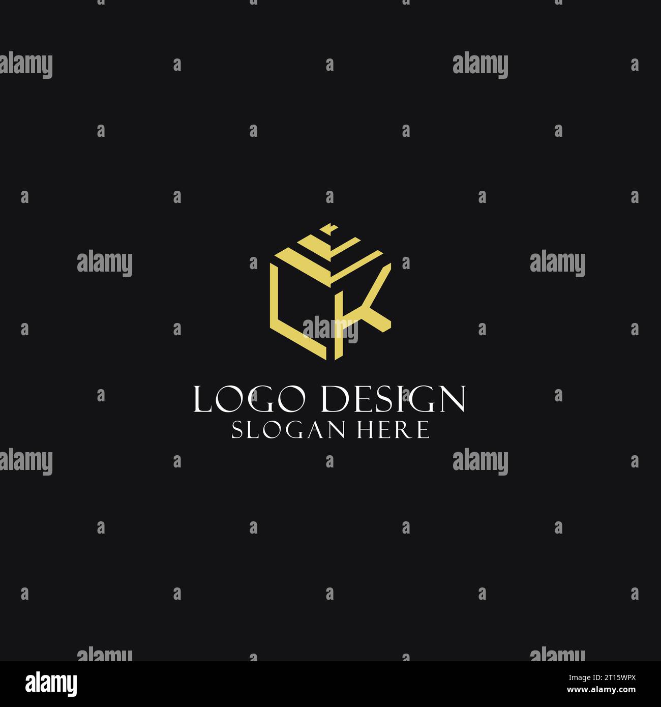 LK initial monogram with hexagon shape logo, creative geometric logo ...
