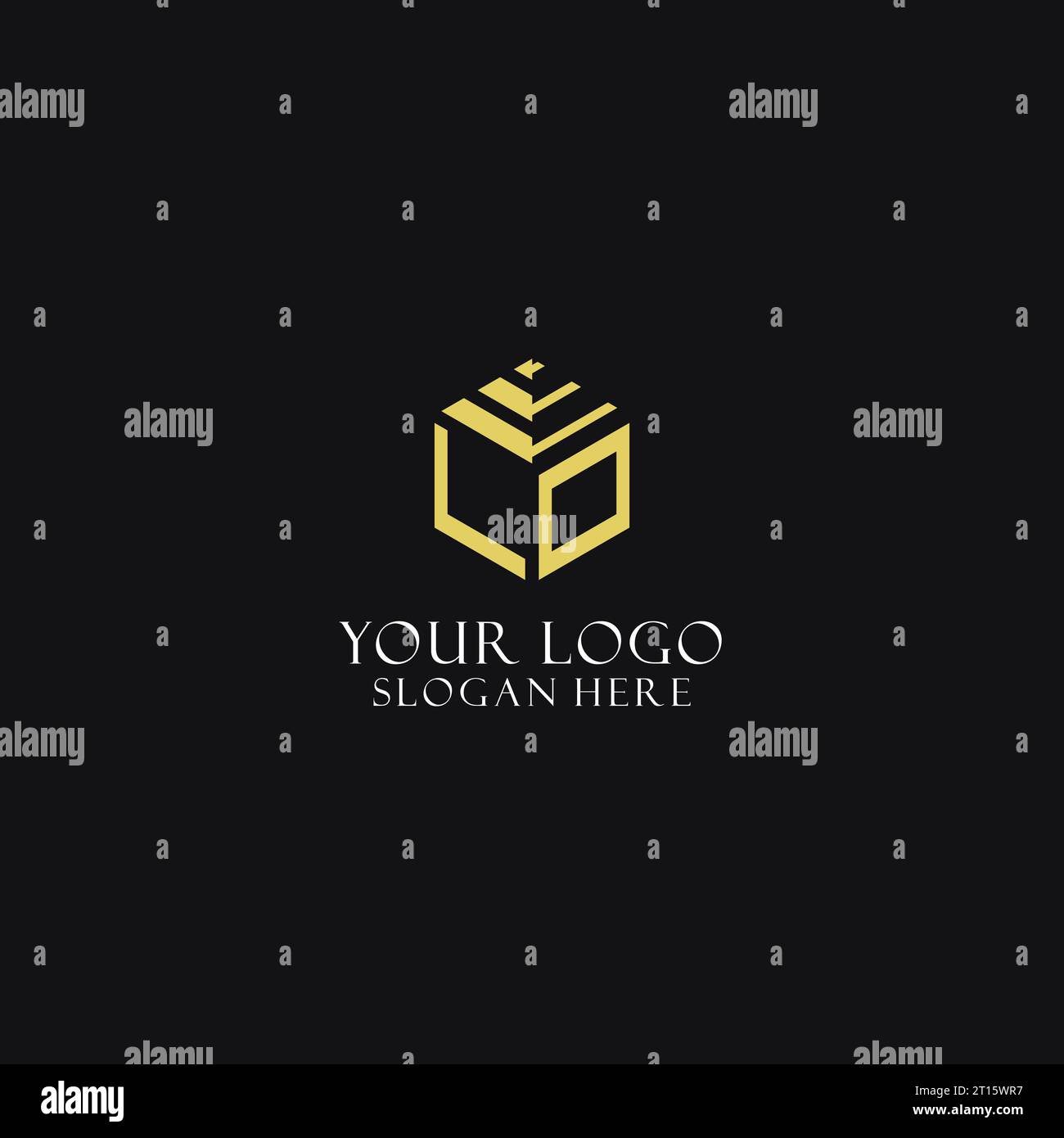 LO initial monogram with hexagon shape logo, creative geometric logo ...