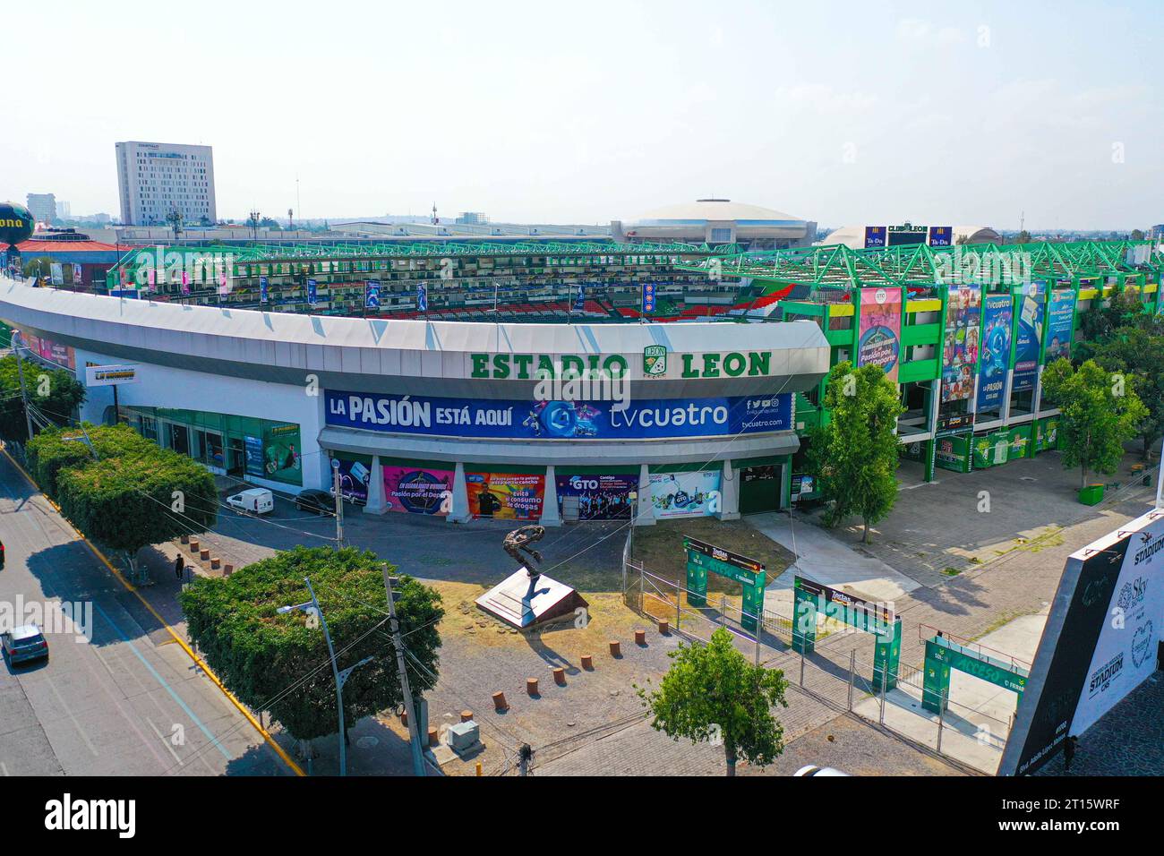 León stadium, Club León soccer stadium, aerial view of the city of León ...