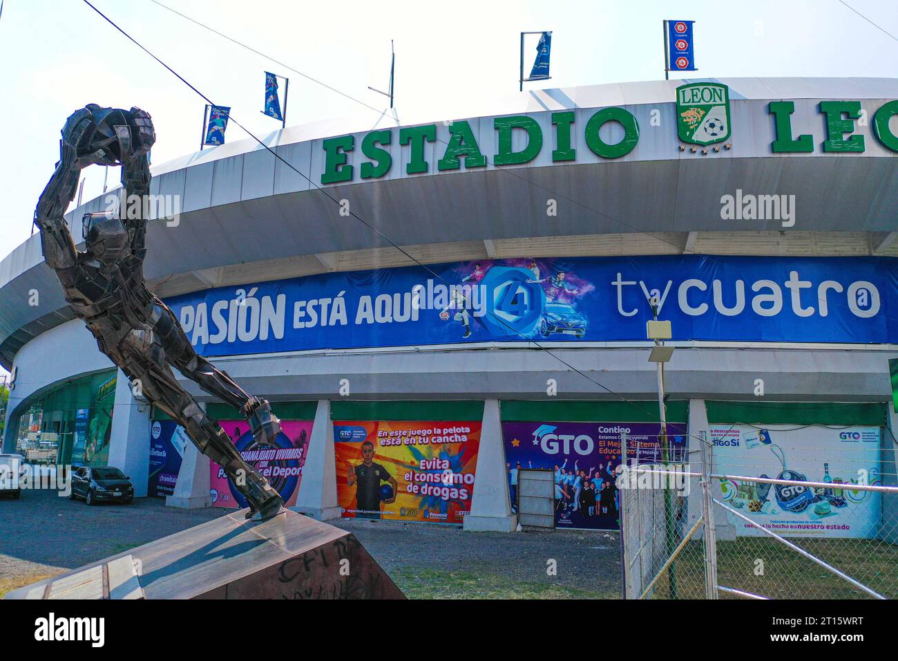 León stadium, Club León soccer stadium, aerial view of the city of León ...