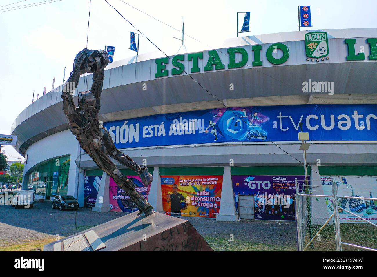 León stadium, Club León soccer stadium, aerial view of the city of León ...