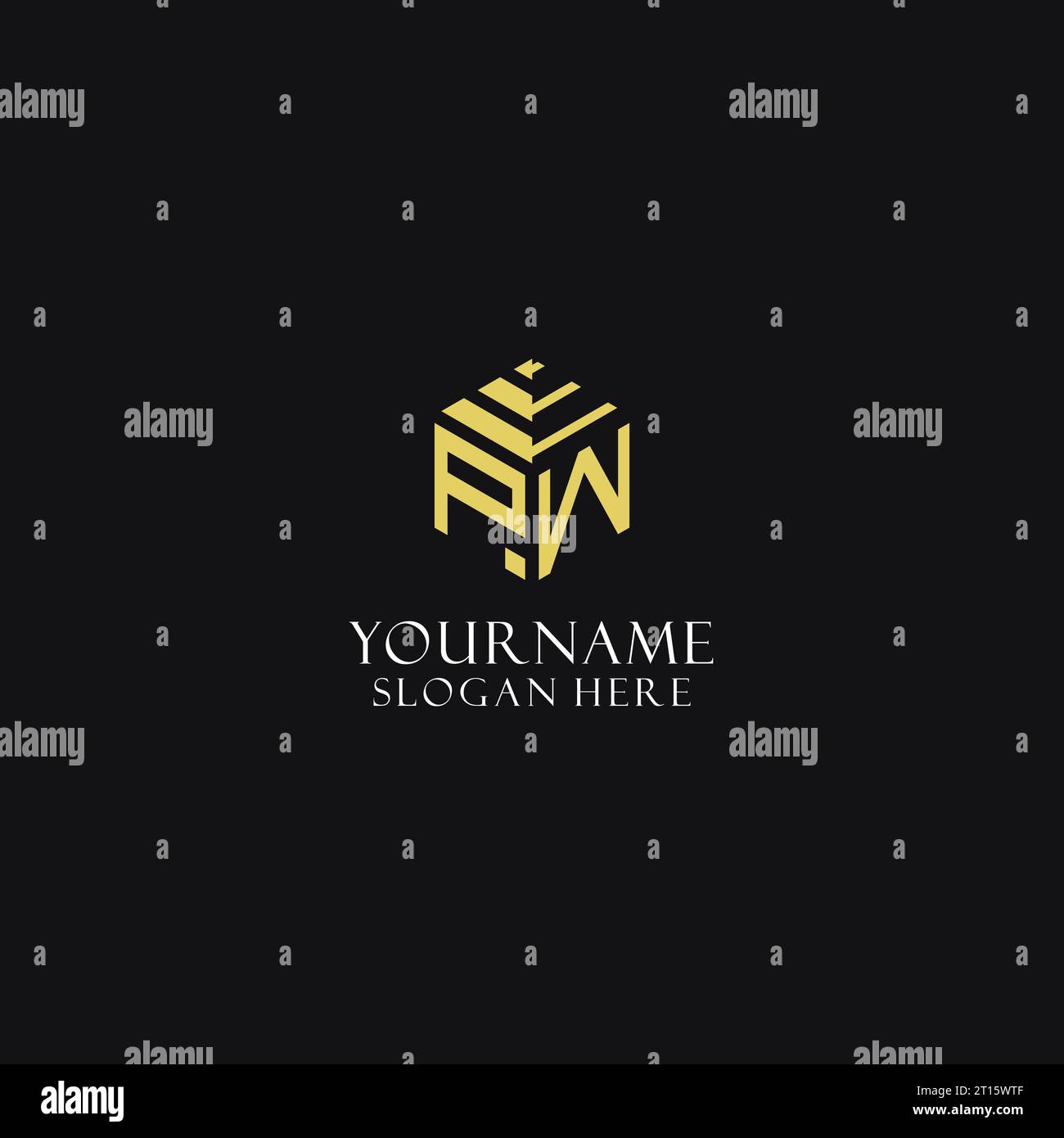 PW initial monogram with hexagon shape logo, creative geometric logo design inspiration Stock ...