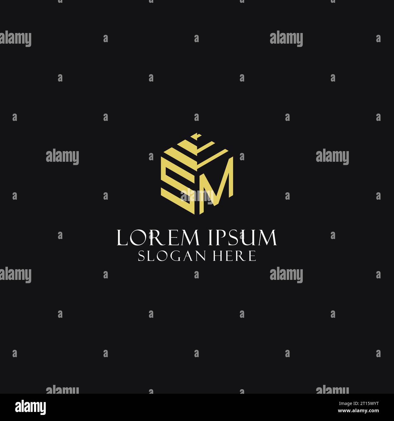 SM initial monogram with hexagon shape logo, creative geometric logo ...