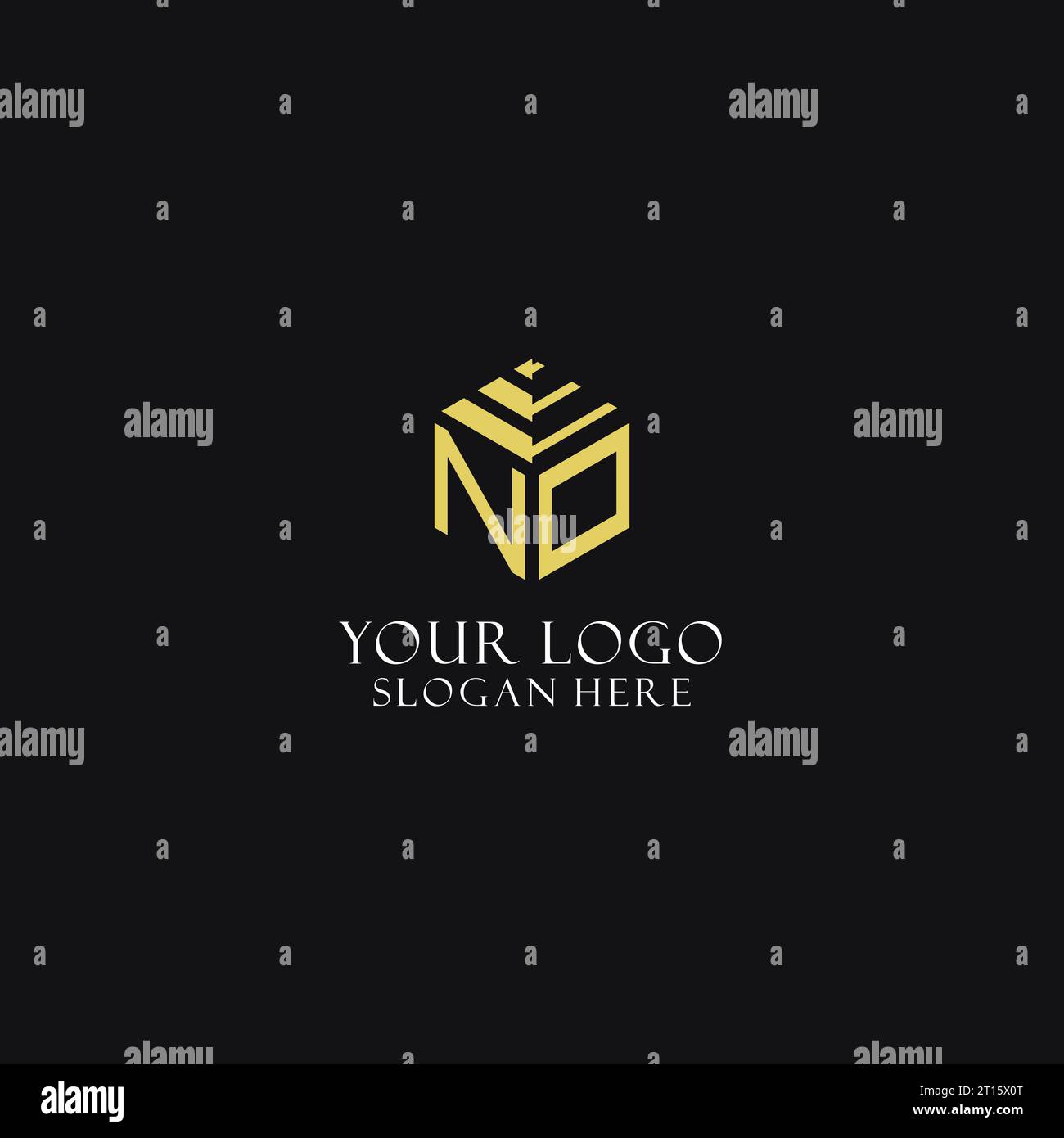 NO initial monogram with hexagon shape logo, creative geometric logo ...